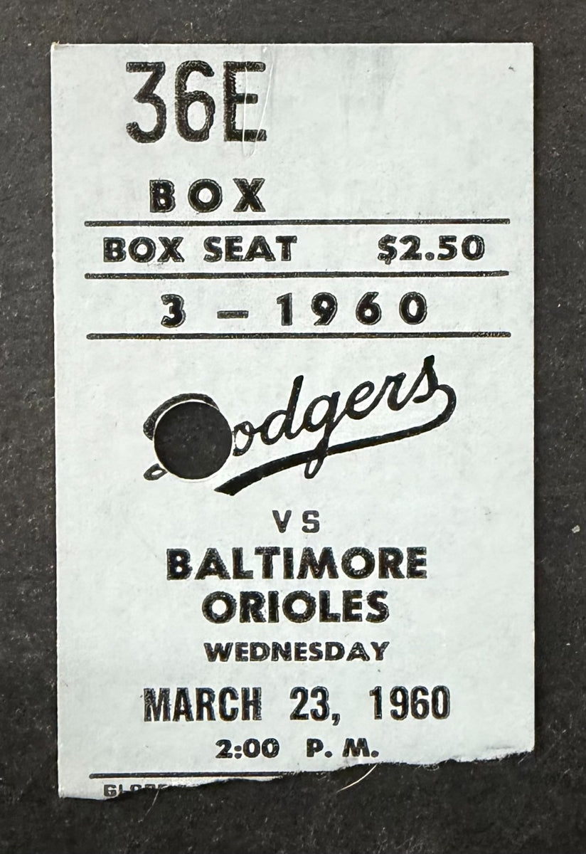 1960 Los Angeles Dodgers Spring Training Ticket Dodgertown Vero Beach ...