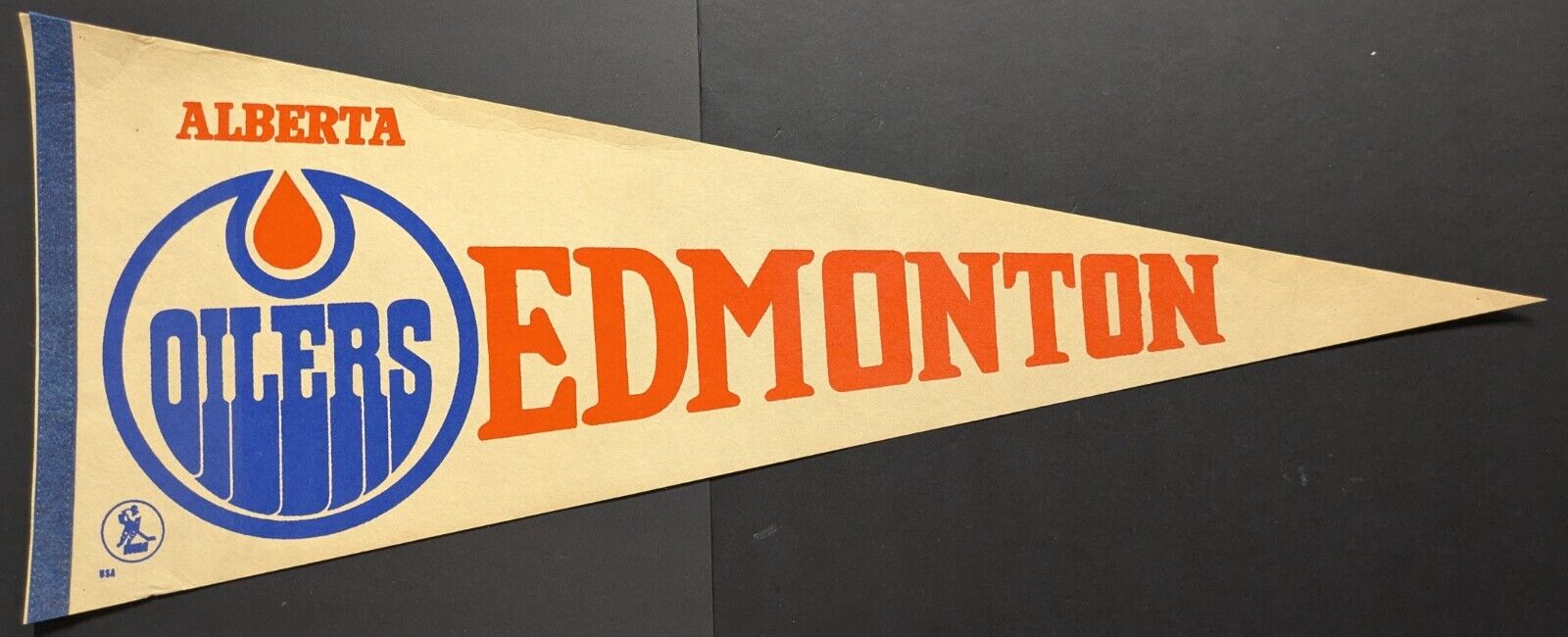1970s Alberta Edmonton Oilers Full Size Pennant World Hockey Associati ...