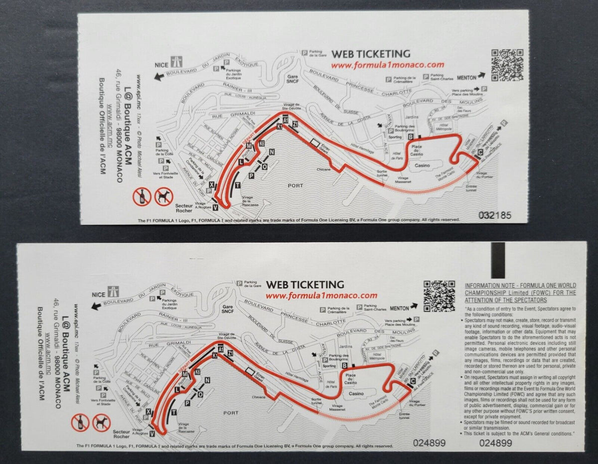2018 F1 Monaco Grand Prix Full Ticket + Stub + Lanyard Qualifying Auto ...