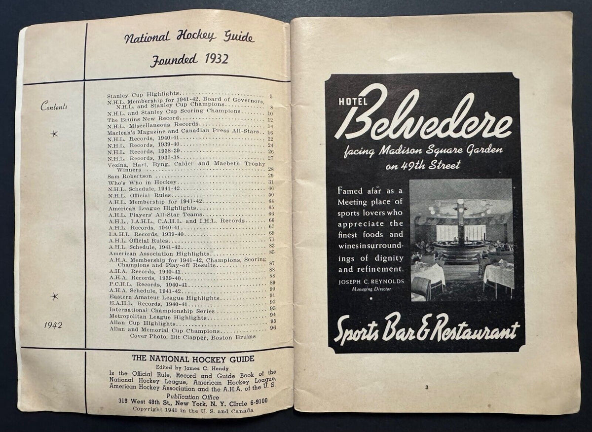 1942 James Hendy Hockey Guide NHL AHL AHA Program Book – Glory Days ...