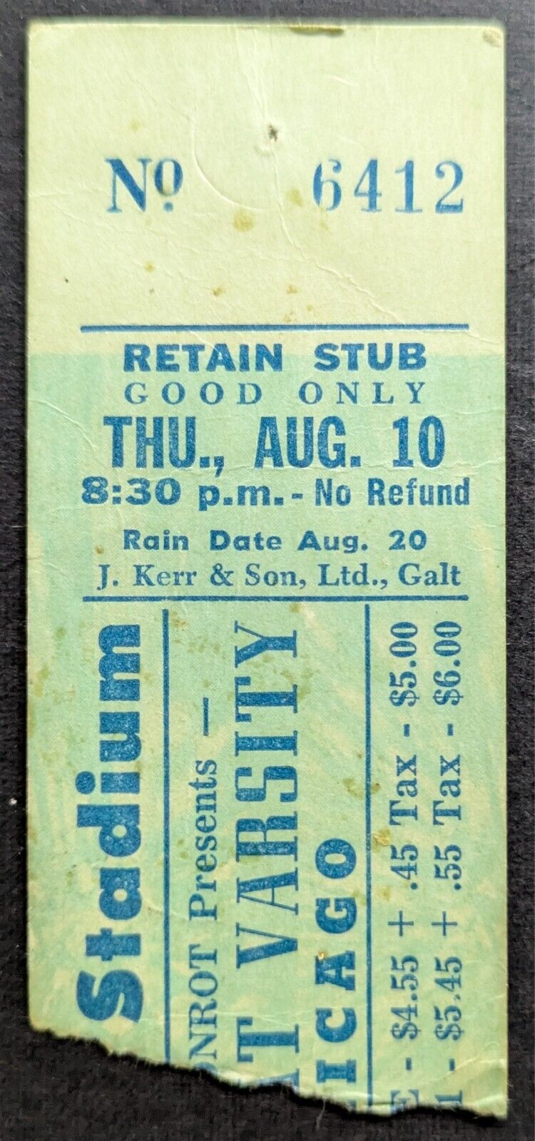 1972 Chicago Concert Ticket Stub Vintage Rock Music Toronto Varsity St ...