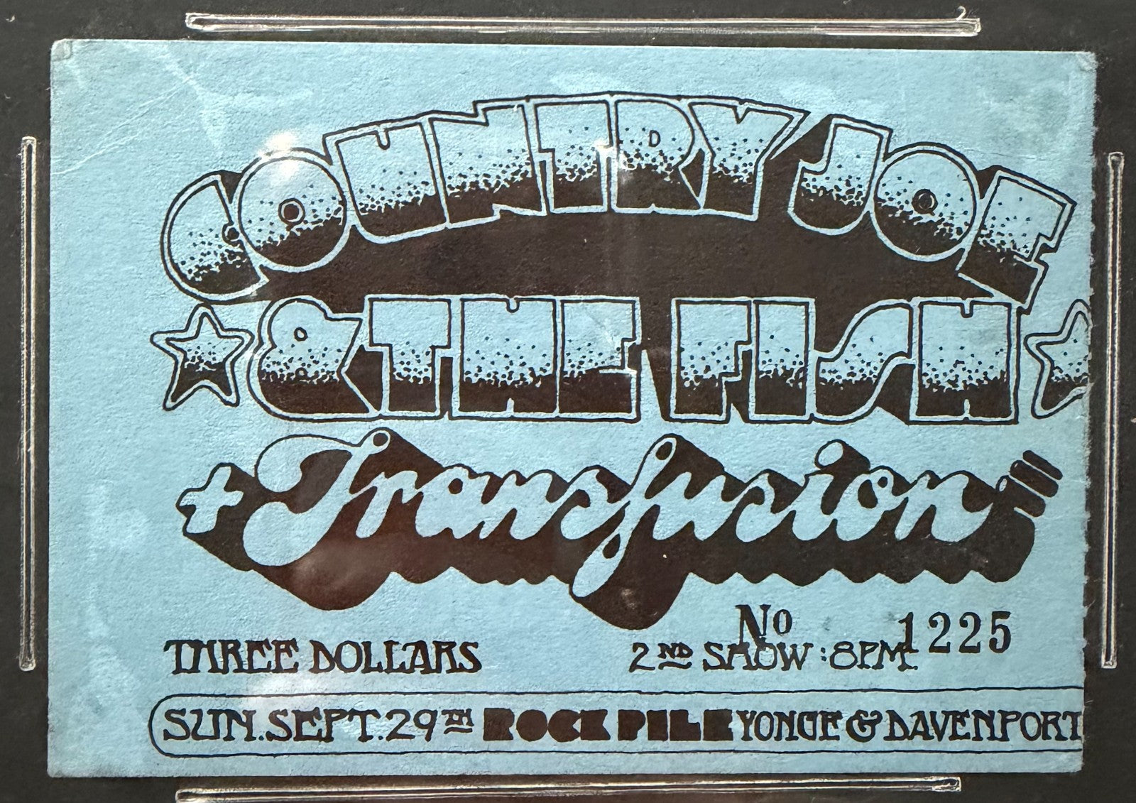 Country Joe & The Fish Ticket Stub iCert Rock Pile Transfusions Toront ...