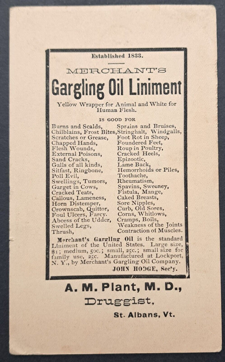 1880s H804-7 Merchart's Gargling Oil Liniment Victorian Baseball Tradi ...