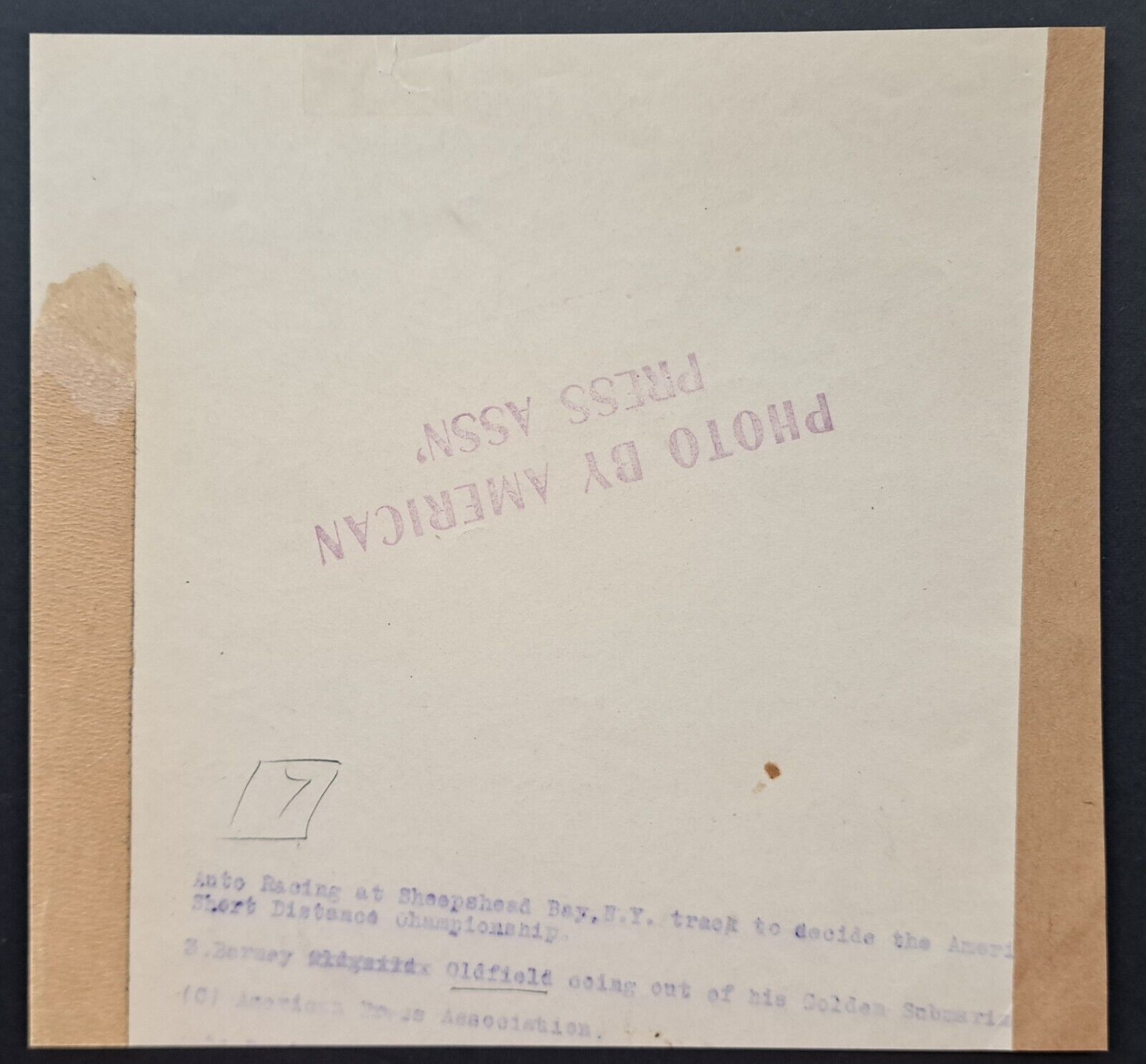 1917 Barney Oldfield Golden Submarine Car Type 1 Photo + LOA Vintage A ...