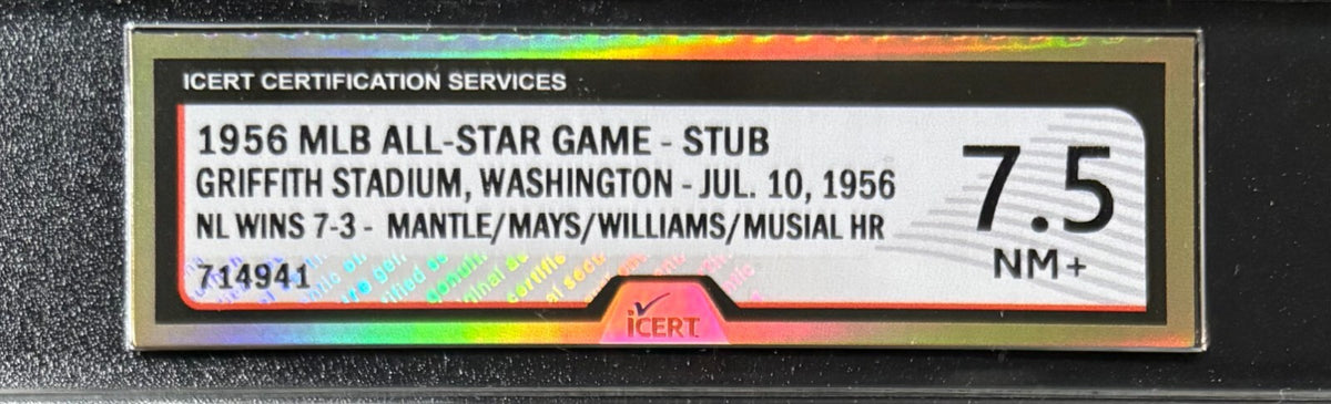1956 MLB All-Star Game Ticket Stub iCert 7.5 NM+ Baseball ASG Griffith ...