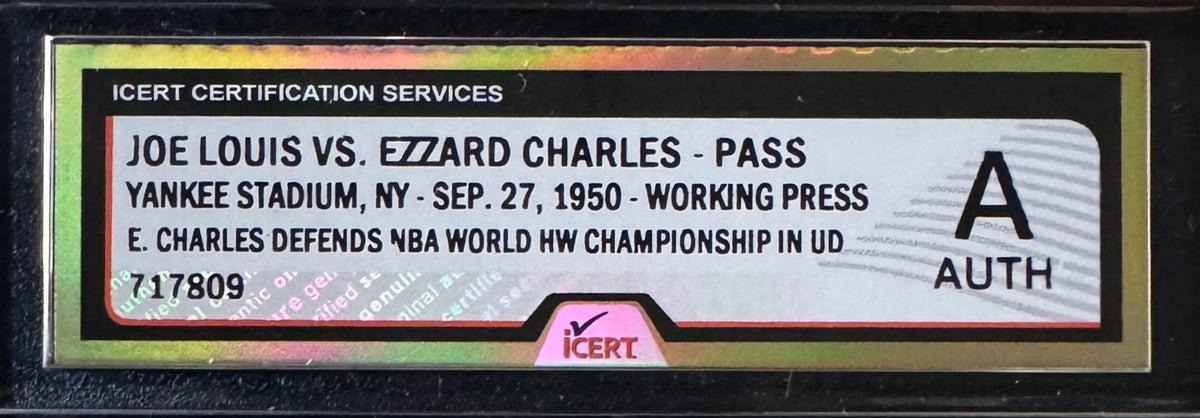 1950 Joe Louis Vs Ezzard Charles Boxing Match Press Pass iCert A NBA H ...