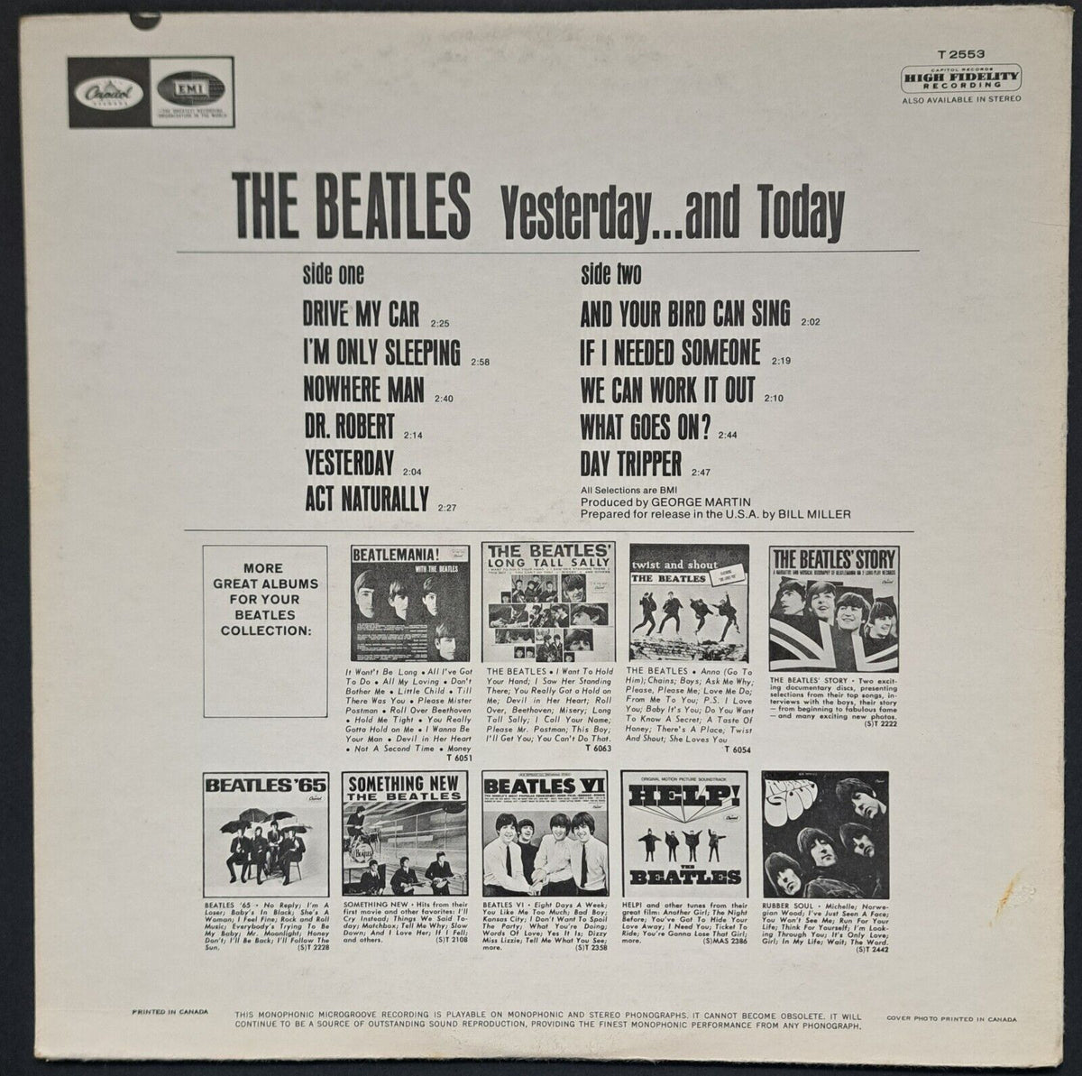 1966 The Beatles Yesterday And Today Album Reissue With New Recall Cov ...