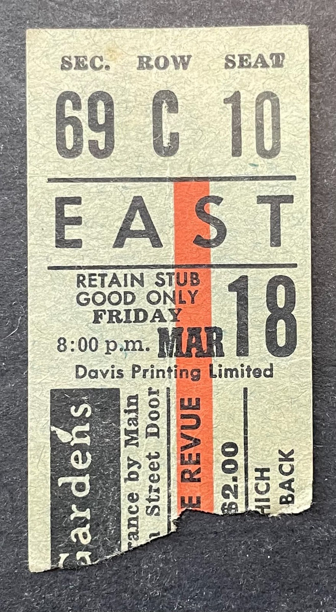 1949 Maple Leaf Gardens Ice Show Revue Ticket Stub MLG Skating Perform ...