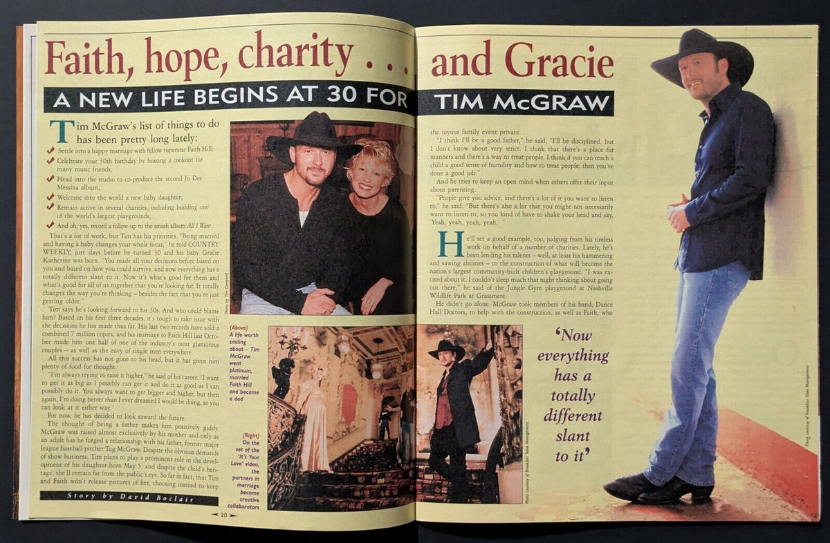 1997 Vintage Tim McGraw Signed Autographed Country Weekly Magazine JSA ...
