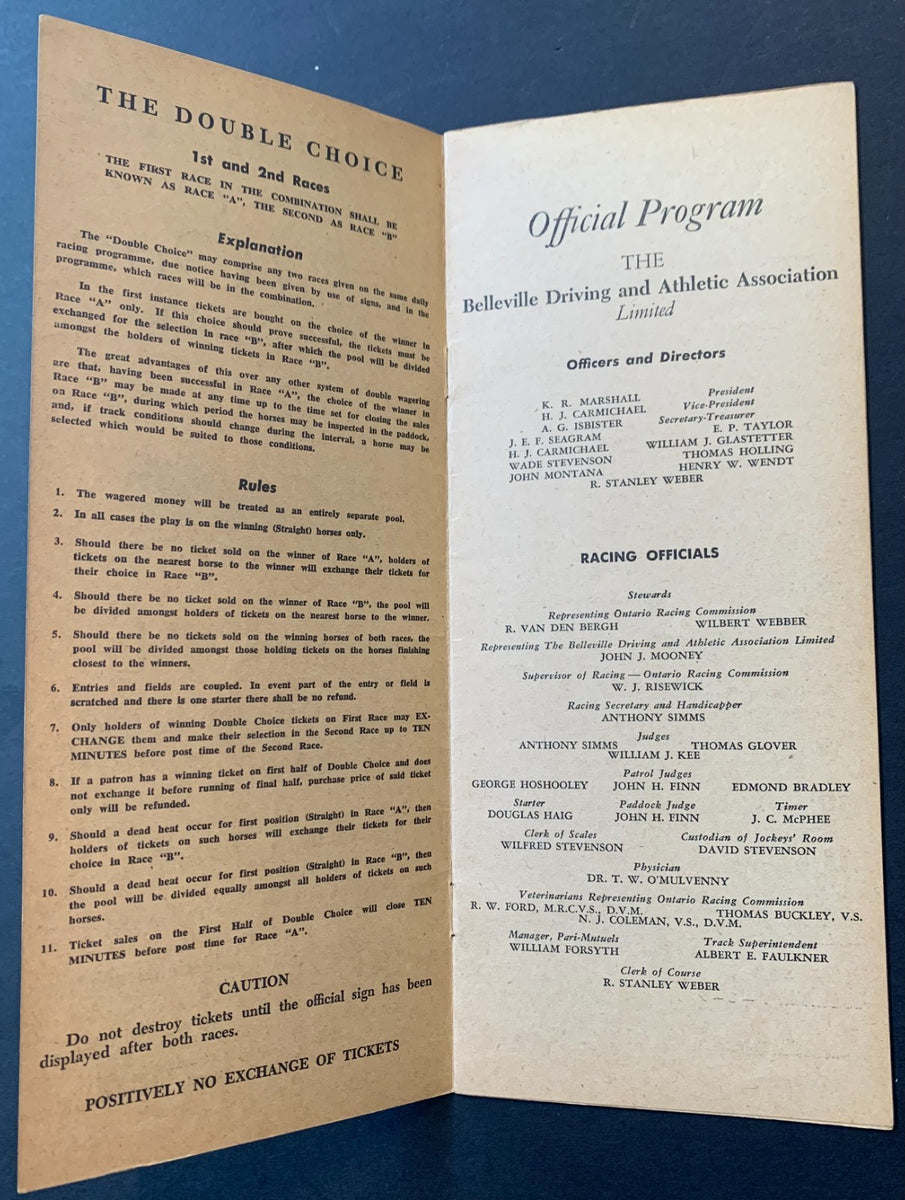 1953 Official Fort Erie Racetrack Thorobred Horse Racing Program Jocke ...