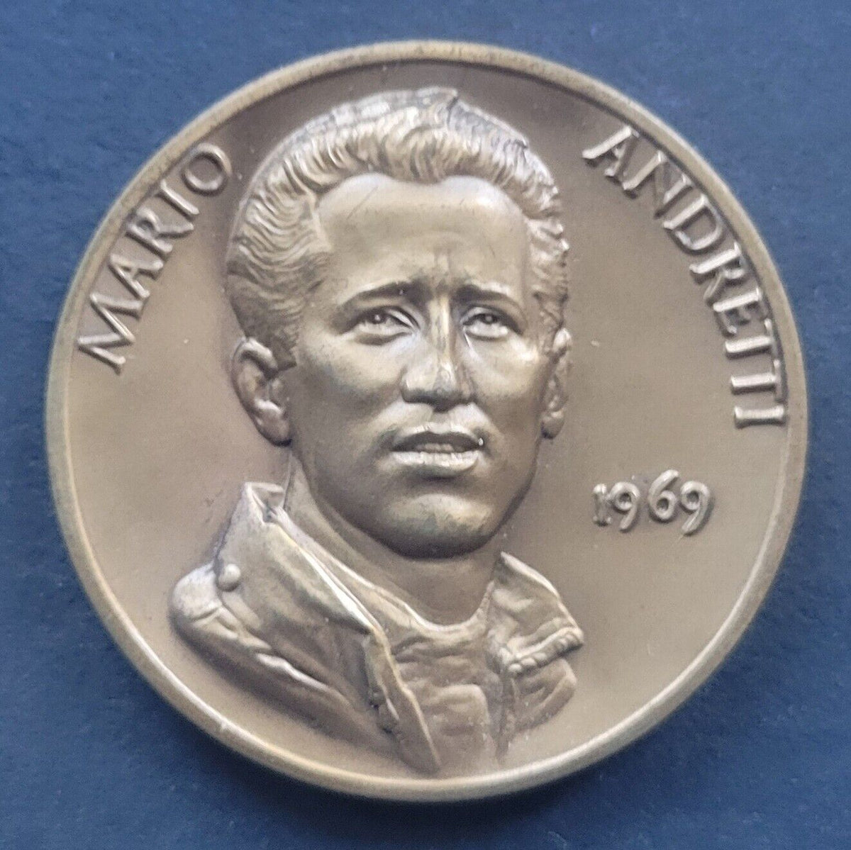 1969 Mario Andretti Adams Medal/Medallion In Custom Case + Signed Broc ...
