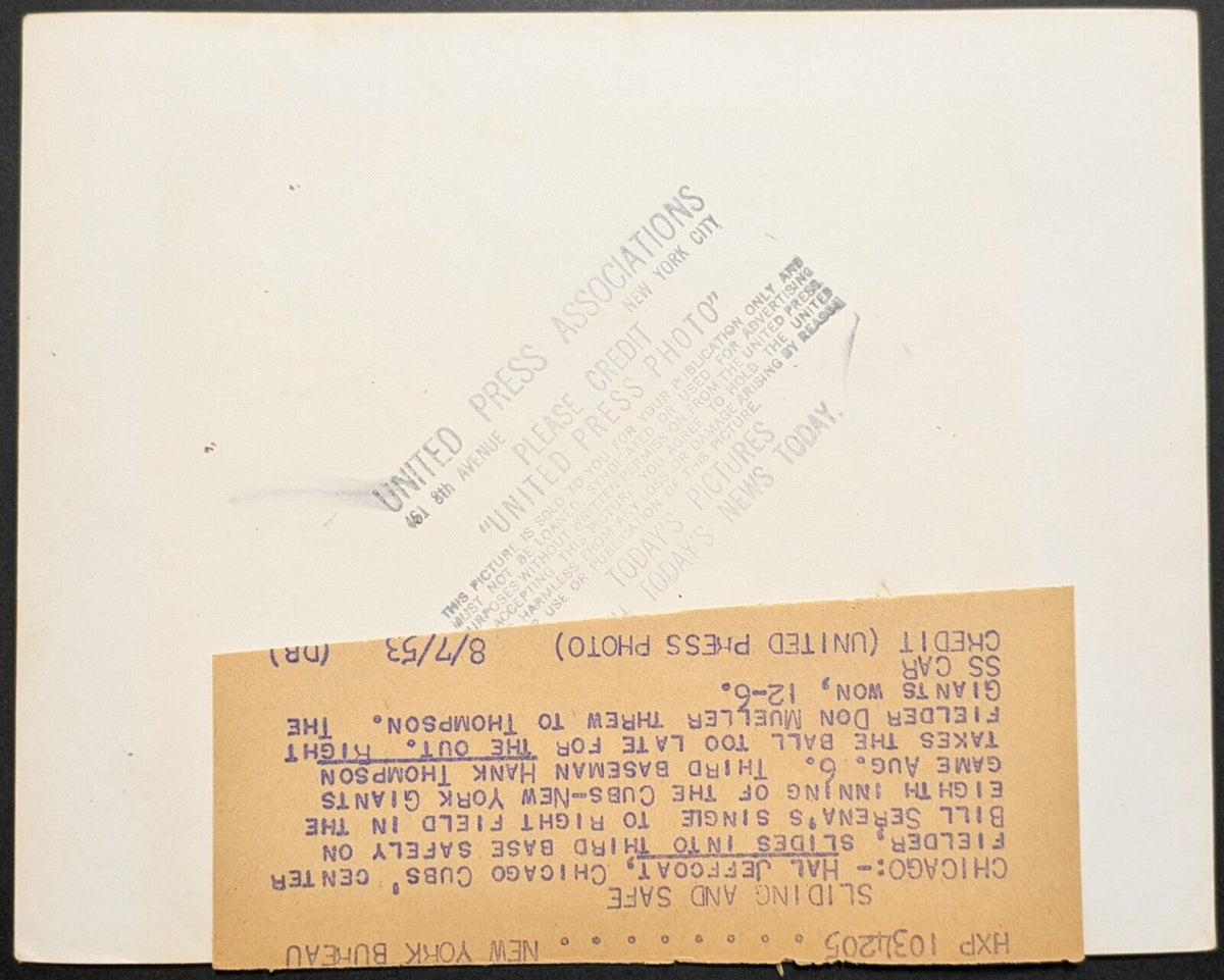 1953 Type 1 Wrigley Field UPI Press Photo NY Giants Chicago Cubs Baseb ...