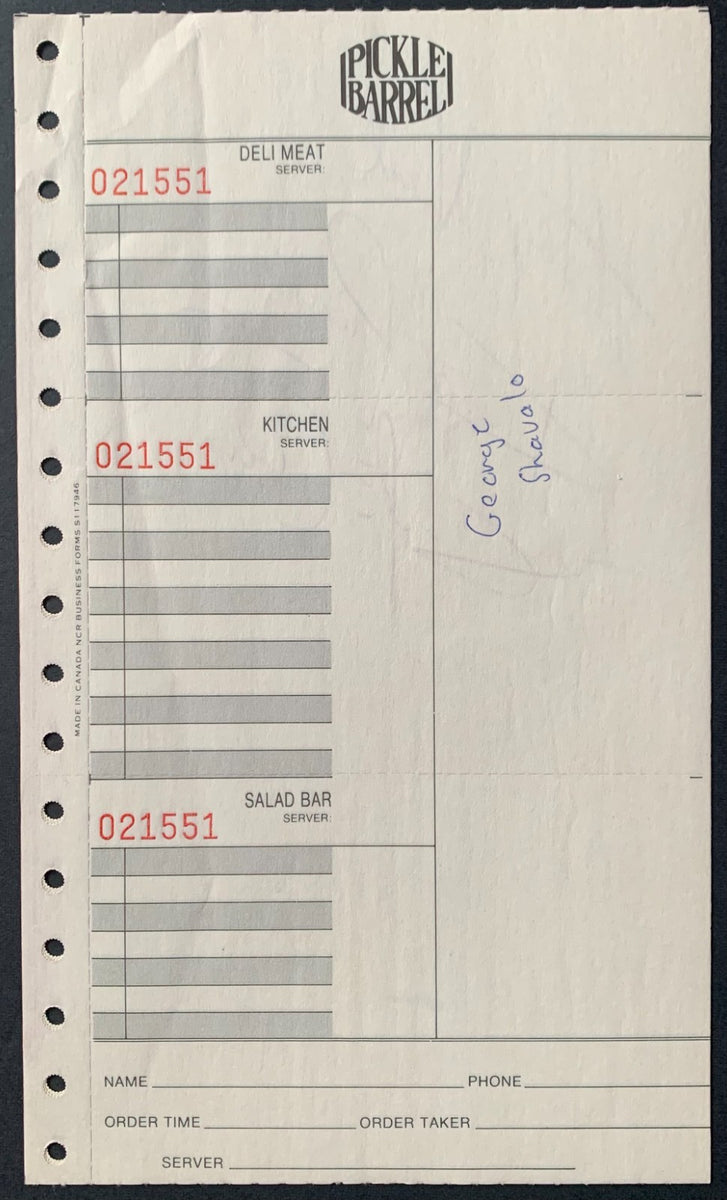 Canadian Boxer George Chuvalo Signed Autographed Receipt Boxing Pickle ...