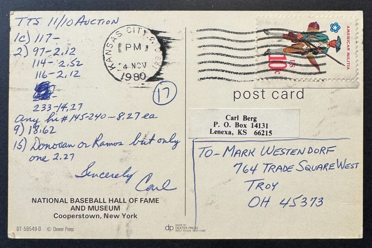 1970s New York Yankees Mickey Mantle Hall Of Fame Postcard MLB Basebal ...