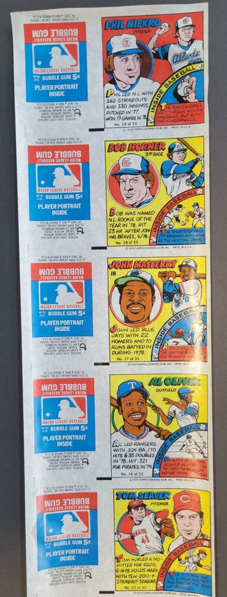 Topps 1979 Baseball Comics Bazooka Test Issue Factory Strip Uncut MLB ...