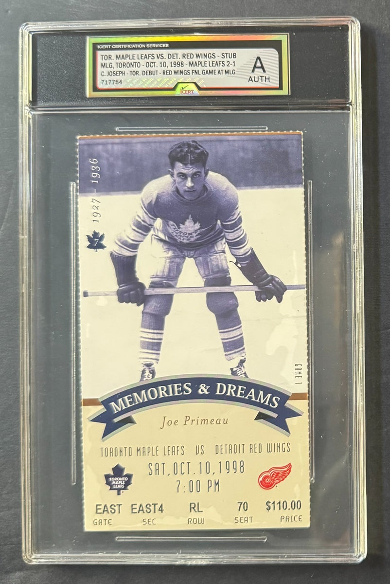 1998 Toronto Maple Leafs Vs Detroit Red Wings Stub iCert A Curtis Jose ...