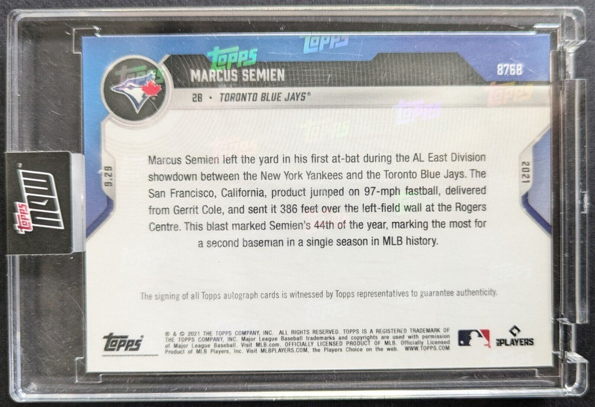 2021 Marcus Semien Signed Autographed Baseball Card Homerun Record Blu ...
