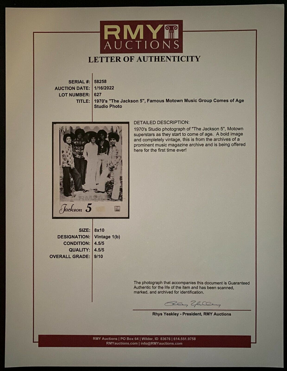 Circa 1970 Type 1 Photo of the Jackson 5 Motown Records Pop Music Vint ...