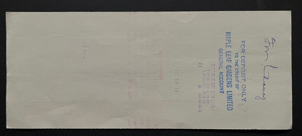 1976 Maple Leaf Gardens Donald Crump Signed Cheque Frank King Clancy A ...