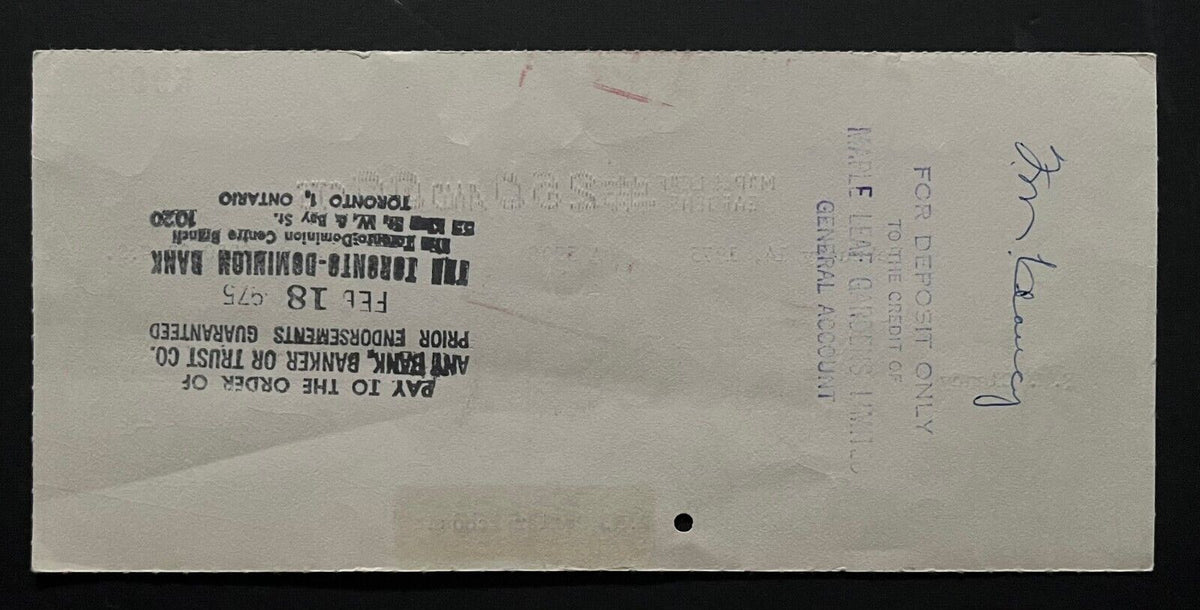 1975 Maple Leaf Gardens Ballard Signed Cheque Frank King Clancy Autogr ...