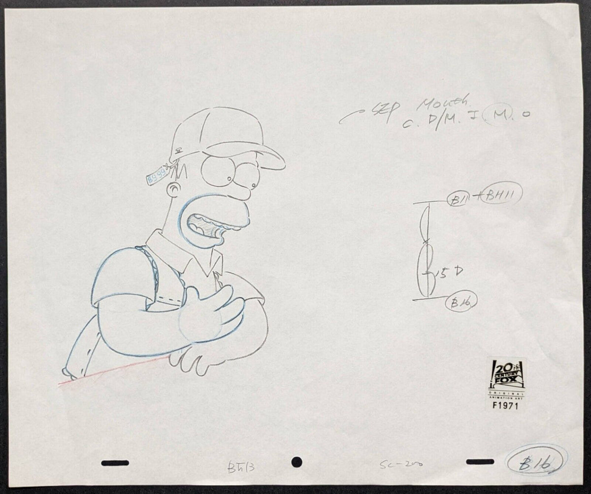 The Simpsons Original Production Art Drawing Homer Simpson 2007 20th C ...