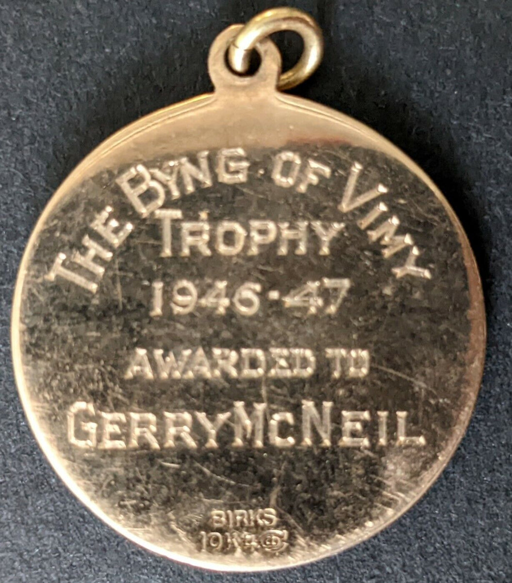 10 K Gold Medal Gerry MCNeil Bing Of Vimy Trophy MVP Winner Quebec Sen ...