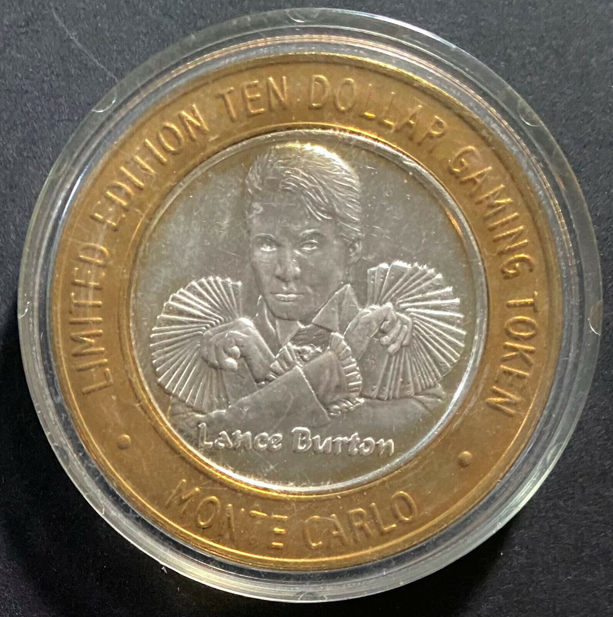 Monte Carlo $10 Gaming Token .999 Silver 2000 Lance Burton Holding Car ...