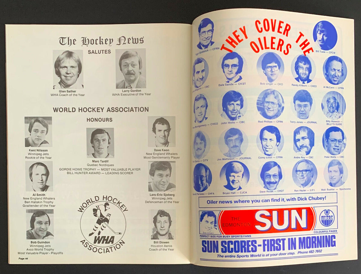 1978 Northlands Coliseum Hockey Program Oilers vs Stingers Wayne Gretz ...