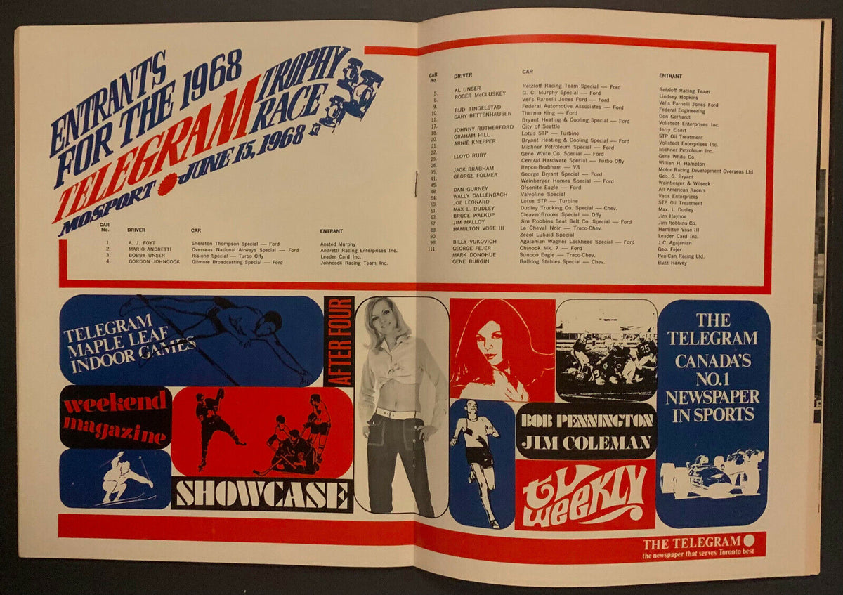 1968 USA Telegram Trophy Race Official Program Mosport Open Wheel Raci ...