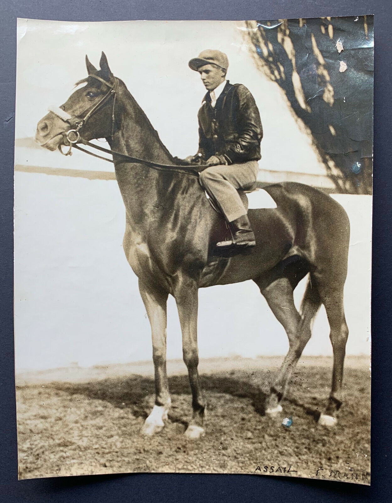 c1930 Canadian Hall Of Fame Jockey Photo Frank Mann Aboard Horse Assai ...
