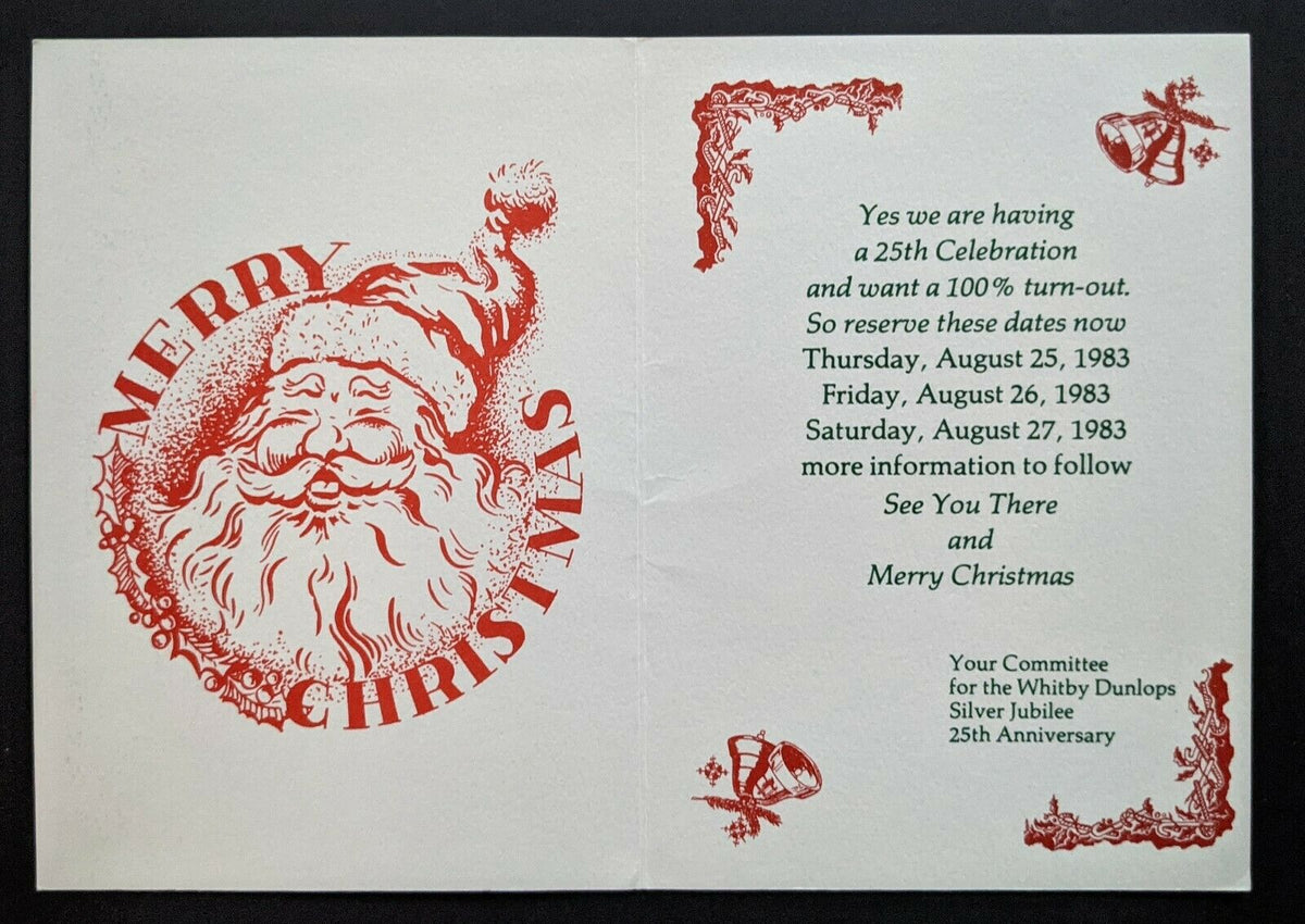 Vintage 1983 Whitby Dunlops 25th Anniversary Christmas Card Hockey Hol ...