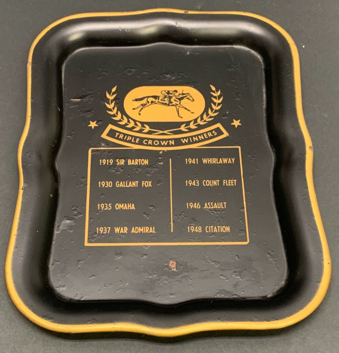 1948 Issued Horse Racing Triple Crown Winners Litho Tip Tray Vintage ...