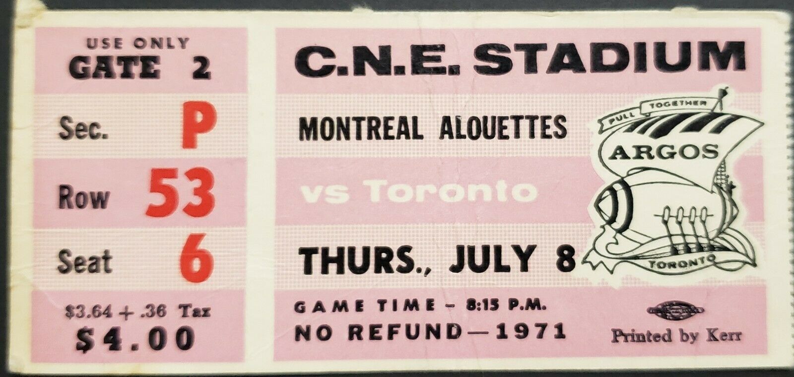1971 C.N.E. Stadium Montreal Alouettes vs Toronto Argonauts CFL Footba ...