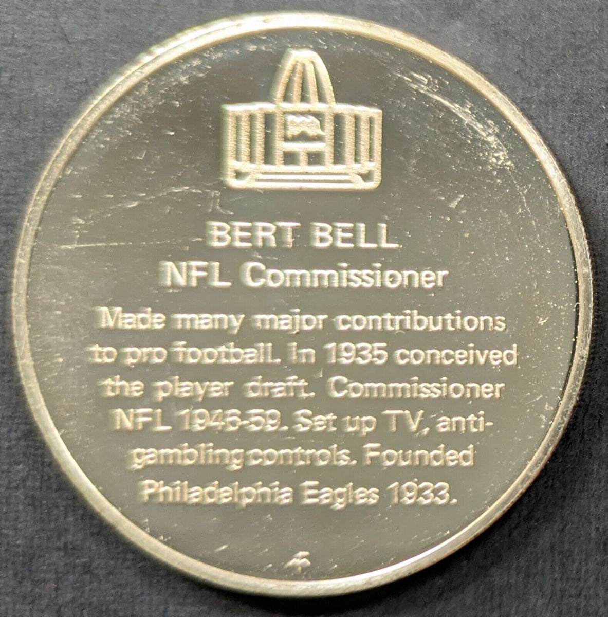 1972 Bert Bell Pro Football Hall Of Fame Medal Franklin Mint 1 Troy Oz ...