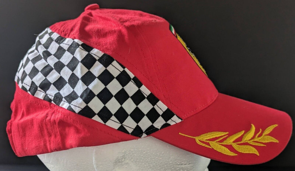 Ferrari Racing Hat Embroidered MotorSports Baseball Cap Stallion Check ...