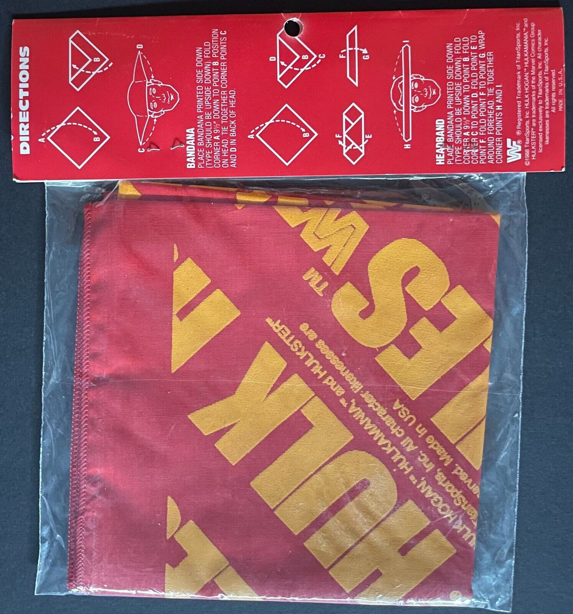 1988 Hulk Hogan "Hulk Rules" Bandana New in Original Packaging Vintage ...