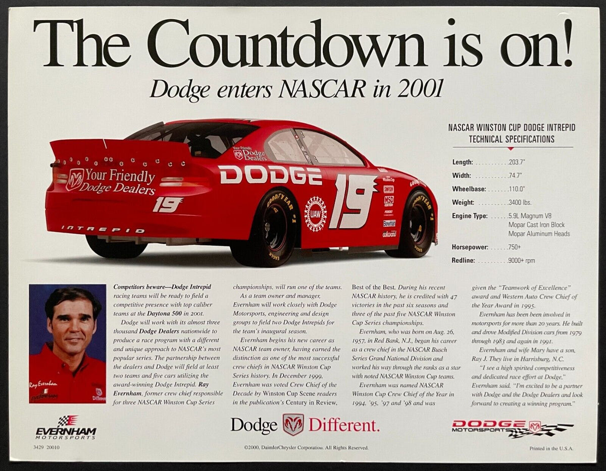2001 NASCAR Racing Ray Evernham Signed Promo Photo Card Autographed ...