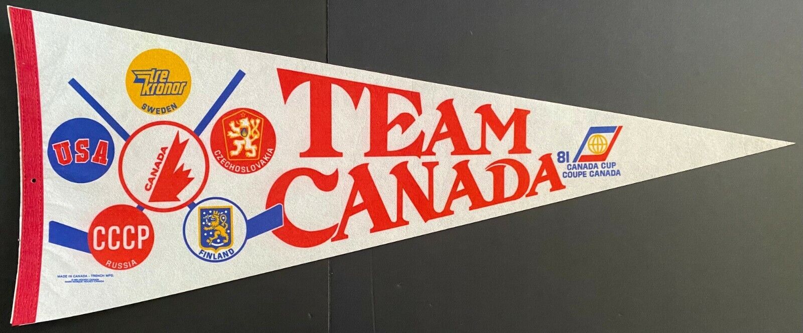 1981 Vintage Team Canada Cup Full Sized Thirty Inch Pennant Original R ...
