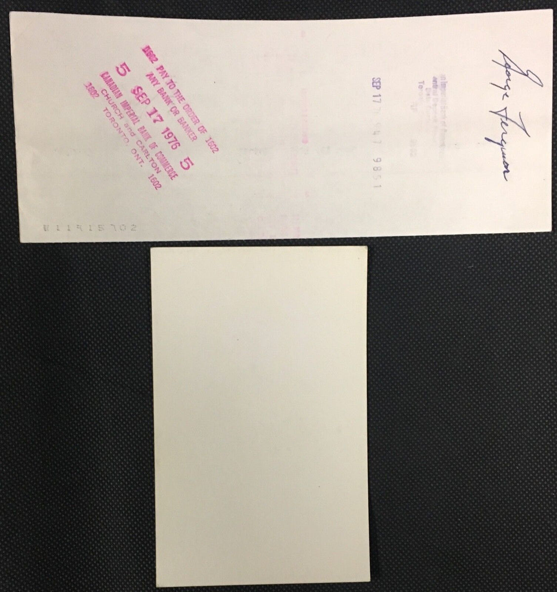 1976 Maple Leaf Gardens Donald Trump Signed Cheque To George Ferguson ...