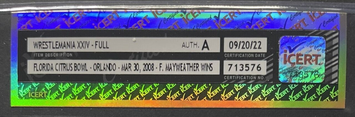 2008 WWF/WWE Wrestlemania XXIV Full Wrestling Ticket Orlando Floyd May ...