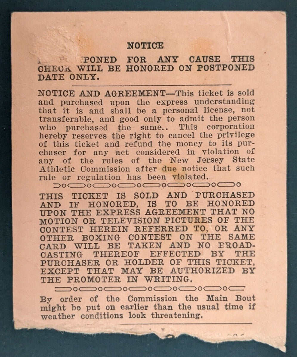 1950 Boxing Ticket Stub Sugar Ray Robinson Title Defense Charley Fusar ...