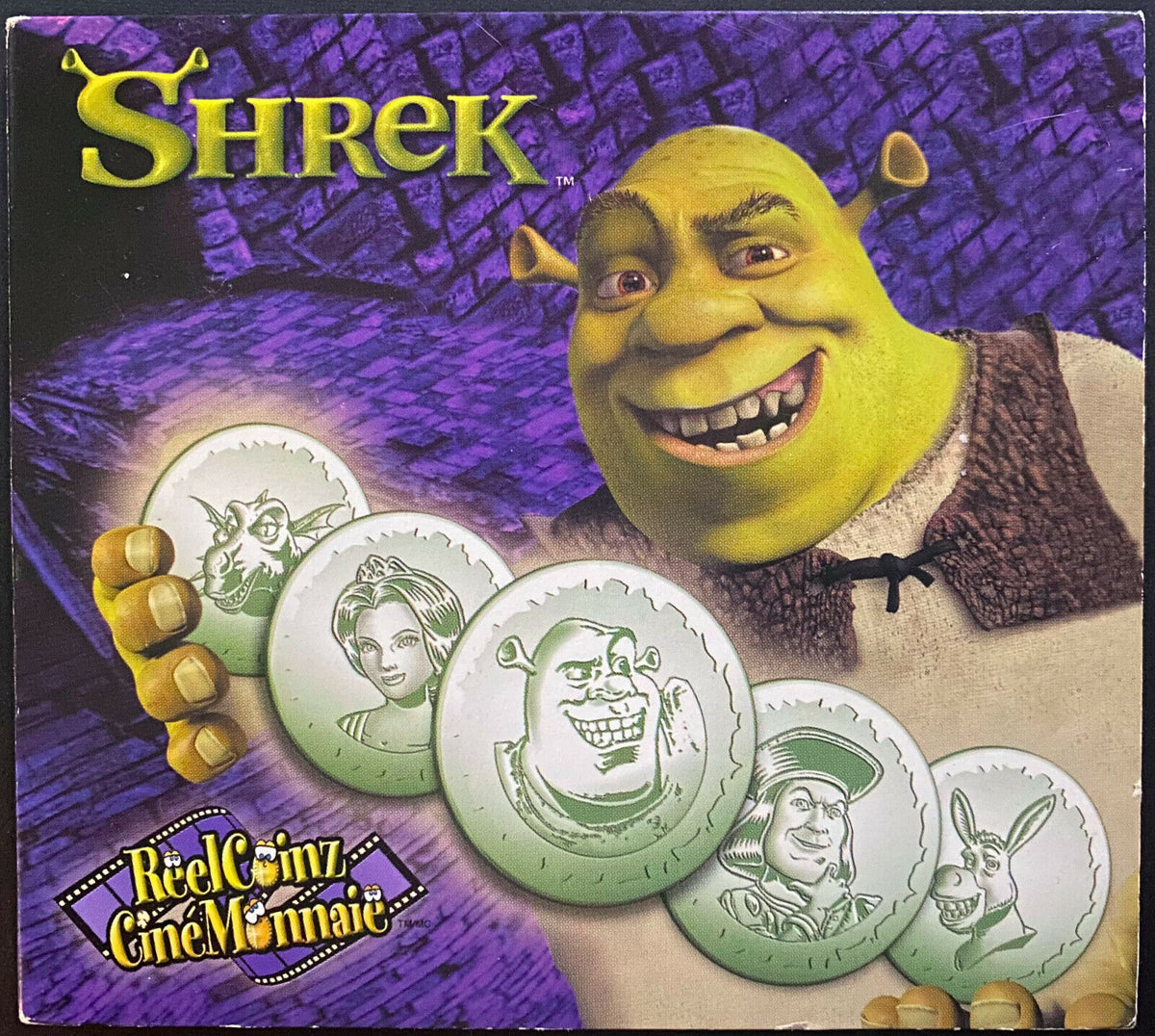 2001 Shrek 5 Coin + Sticker Set By Royal Canadian Mint Dreamworks Movi ...