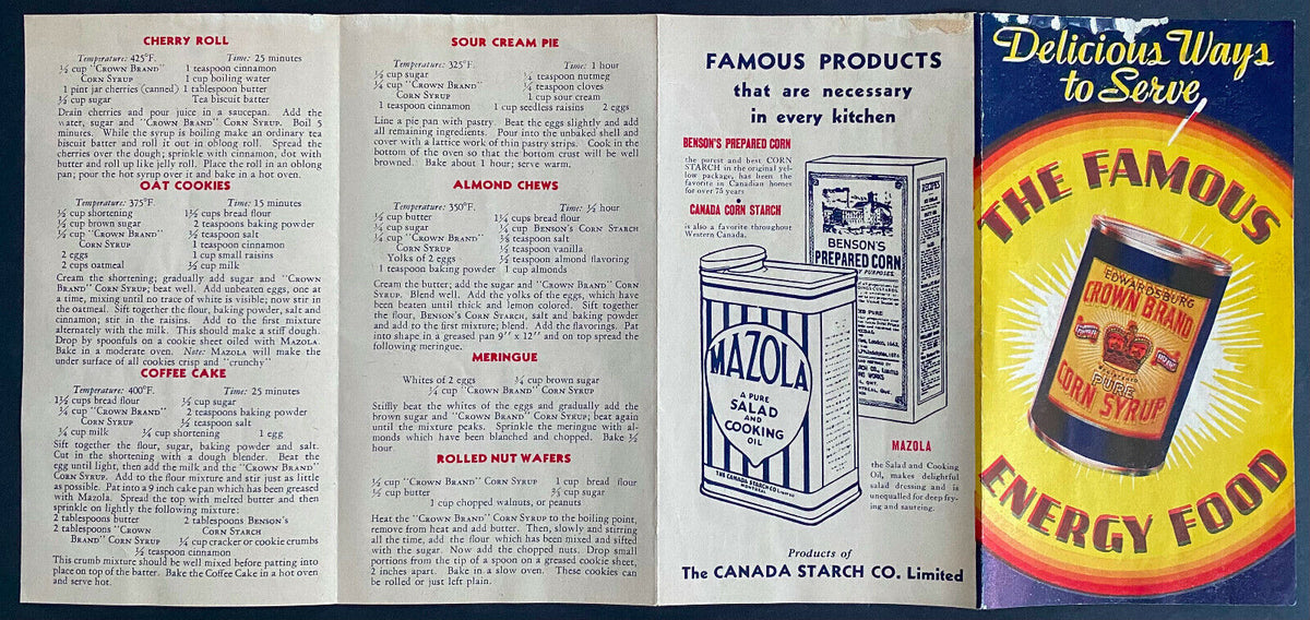1940's Crown Brand Corn Syrup Promo Brochure Recipes Vintage Advertisi ...