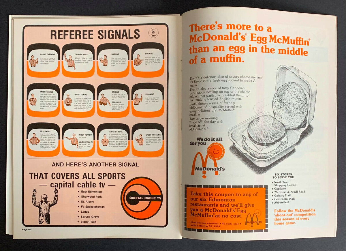 1979 Edmonton Coliseum NHL Hockey Program WHA Championship Avco Cup Fi ...