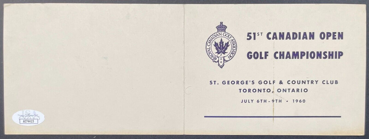 1960 Canadian Open Scorecard Signed Art Wall Jr. Autograph PGA Vintage ...