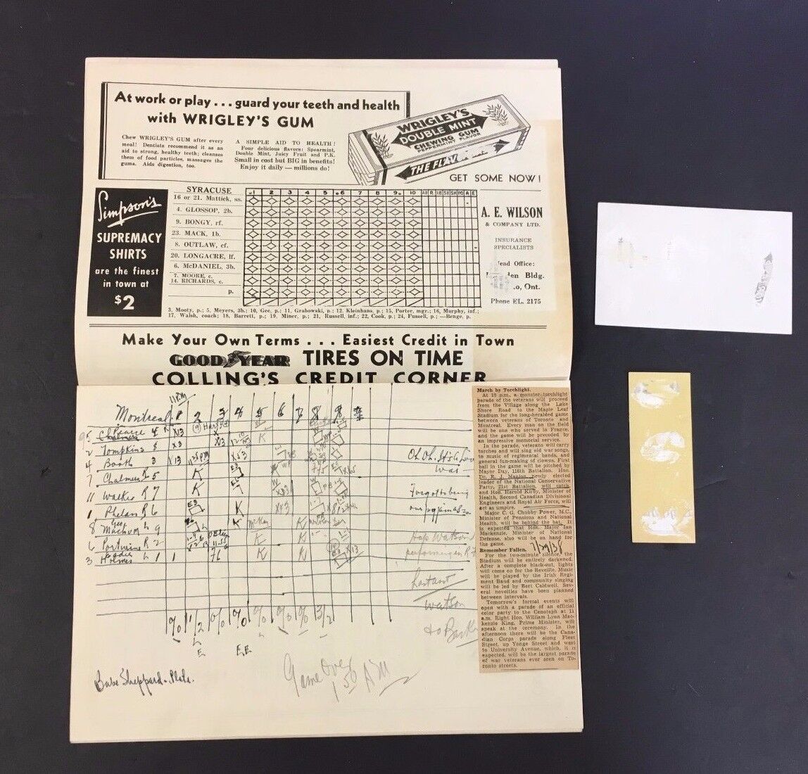 1938 Rare VTG WWI Veterans Baseball Toronto Maple Leaf Stadium Ticket ...