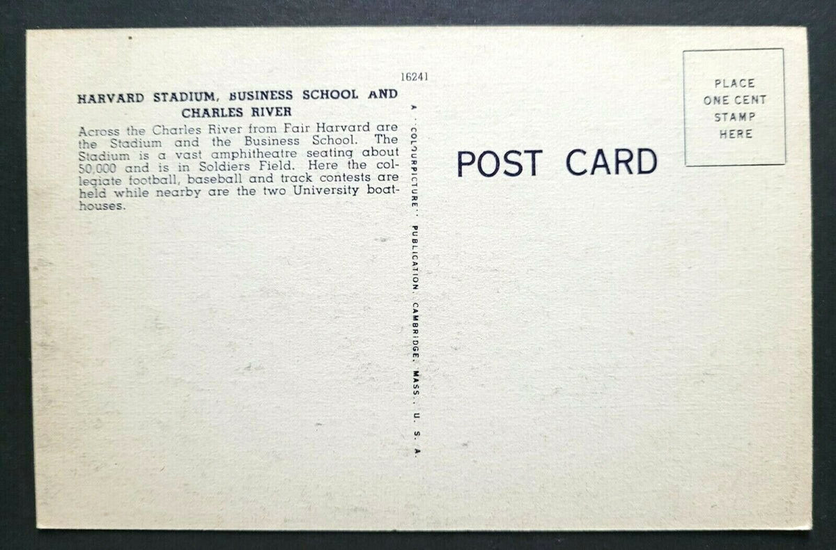 1940s Harvard University Stadium Soldiers Field Football Postcard Vint ...