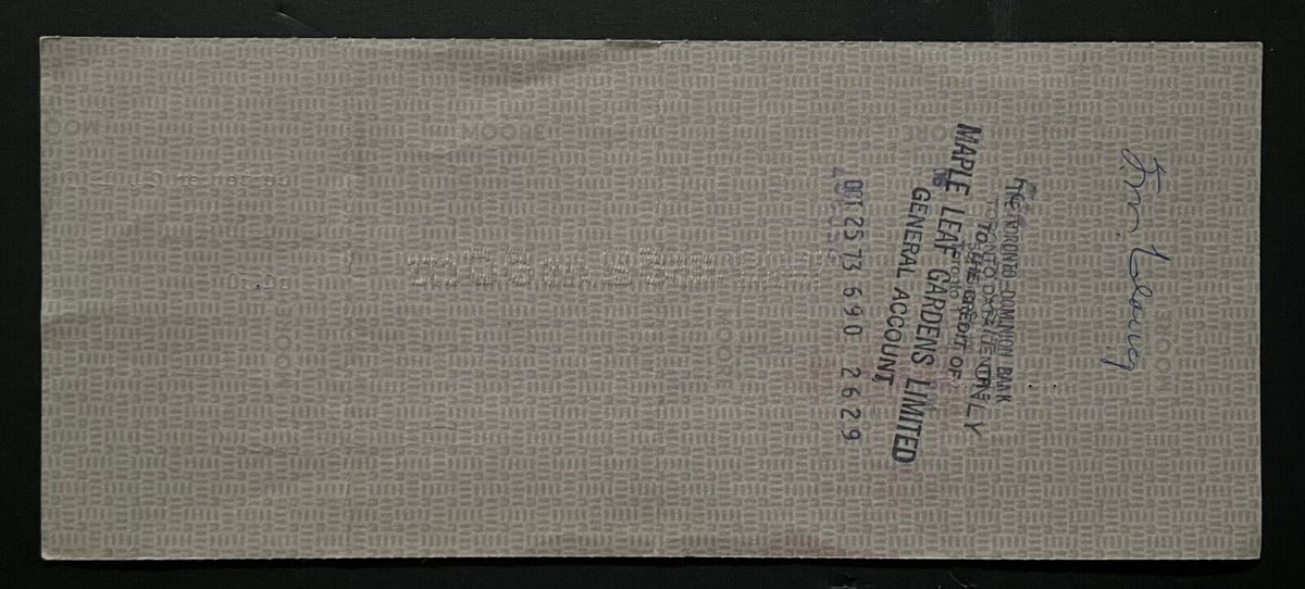 1973 Maple Leaf Gardens Donald Crump Signed Cheque Frank King Clancy A ...