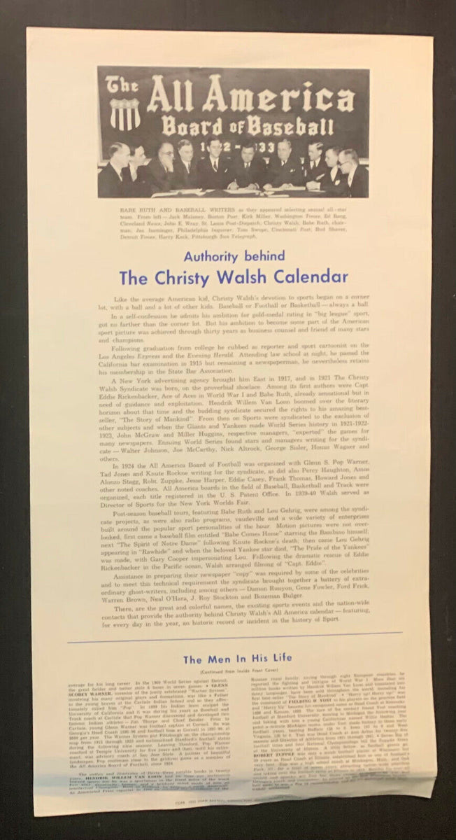 01/1955 Christy Walsh's All America Calendar Celebrates Hockey's Longe ...