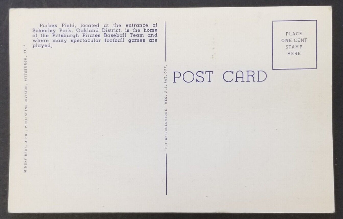 1940's Forbes Field Baseball Stadium Postcard Pittsburgh Pirates Vinta ...